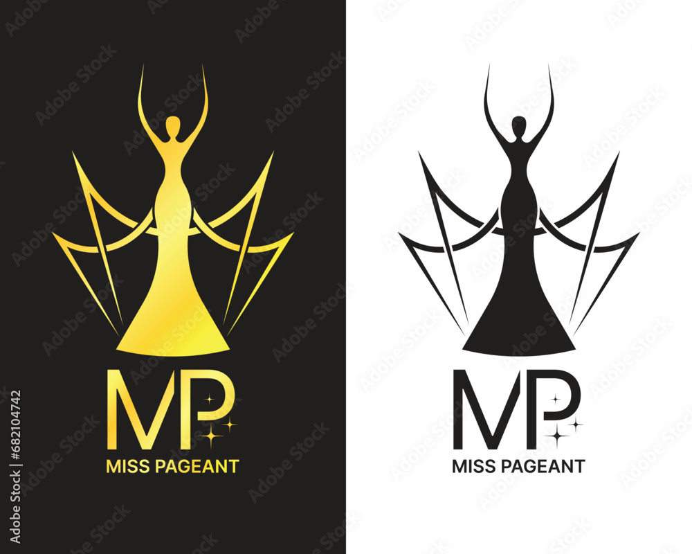 Vetor de Miss pageant logo - Black and gold tone The beauty queen ...