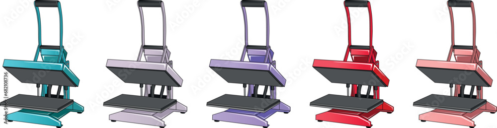 5 Colors Heat Press Machine Vector - Clipart - heat press illustration ...