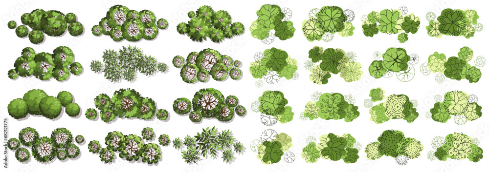 Tree for architectural floor plans. Entourage design. Various trees ...