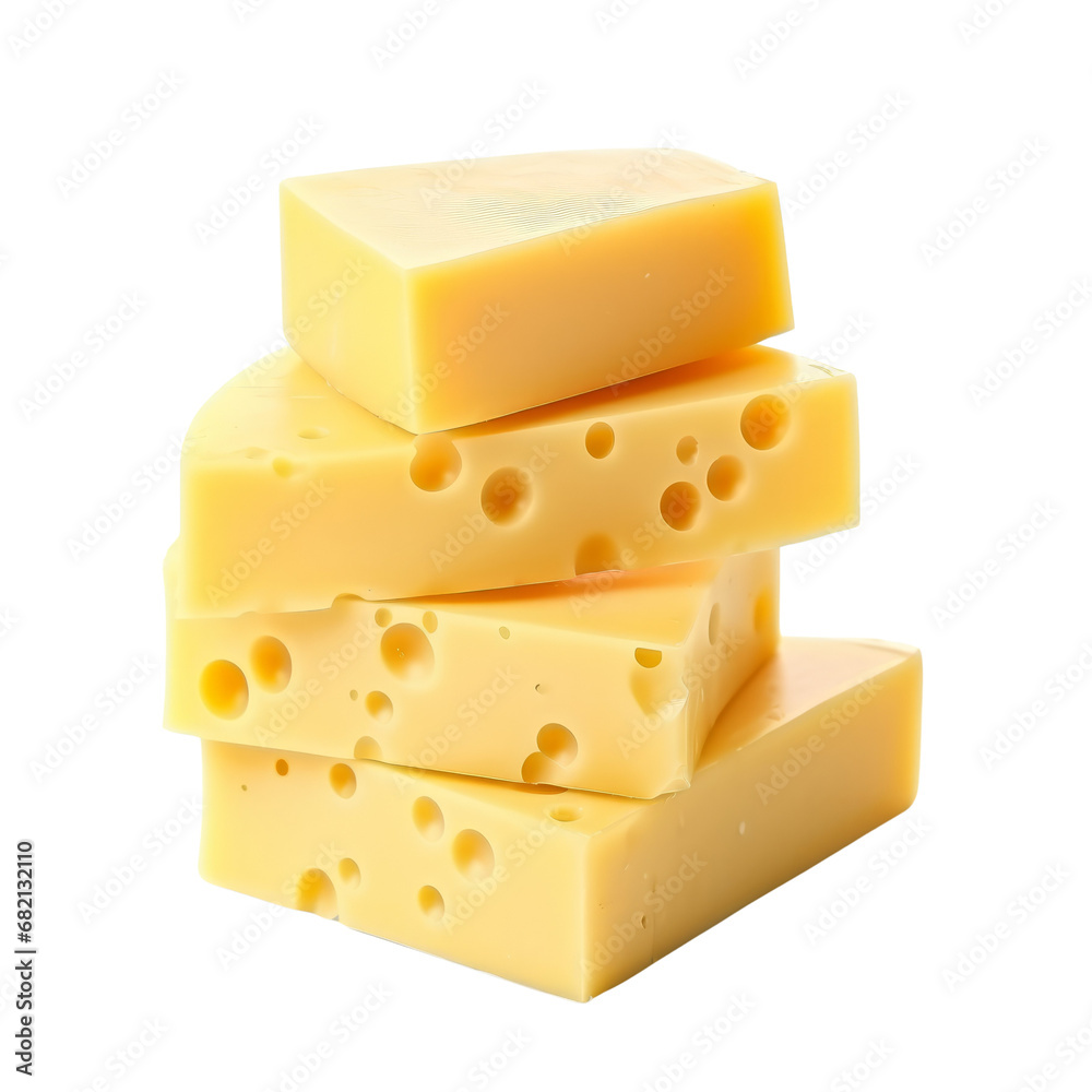 Vertical stack of yellow cheese blocks, creating a tower of dairy ...