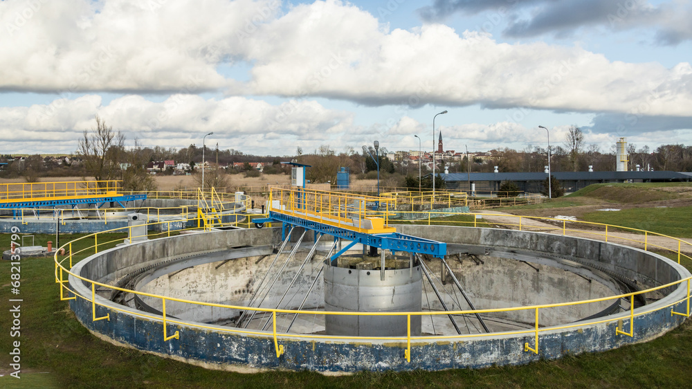 empty fermentation pool with automatic agitator at the biological ...