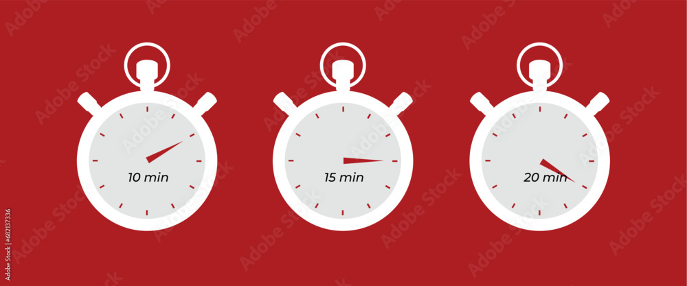 10 Minute Timer Stopwatch Timer Red Vector Editable Design Stock Vector