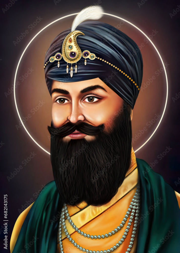 Guru Har Rai Ji Painting which is also Known as Seventh Sikh Guru of ...