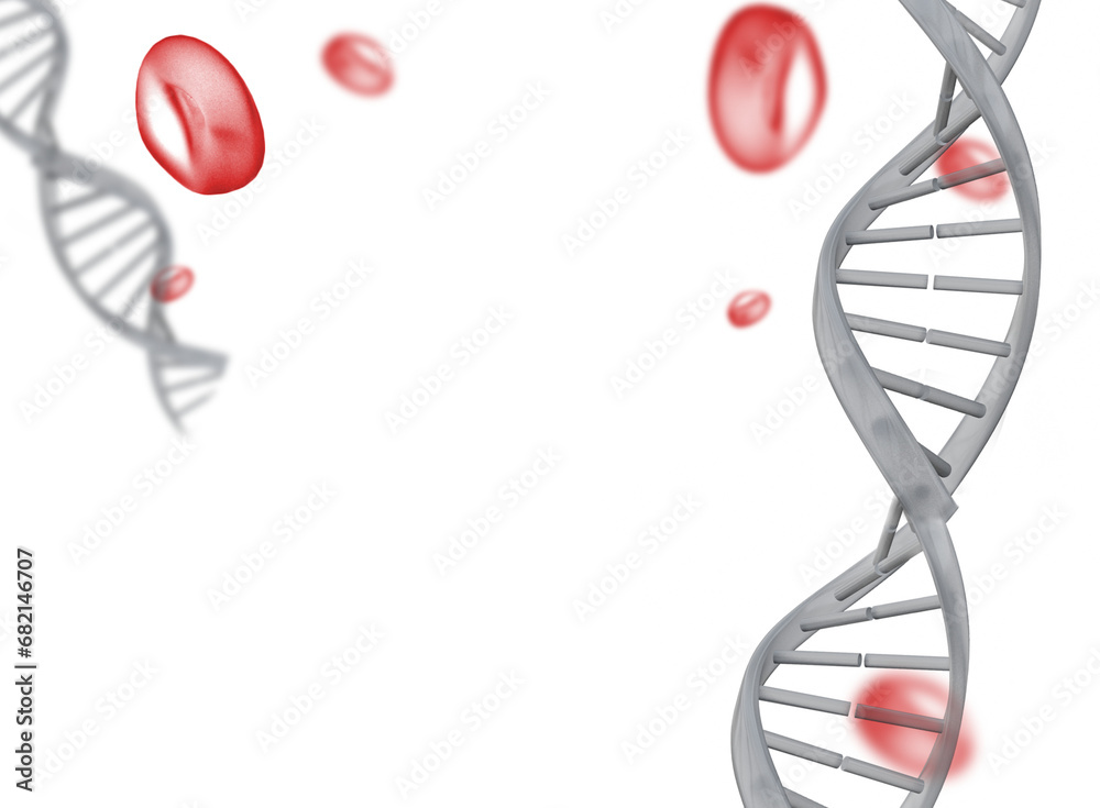 Digital png illustration of dna chain and red blood cells with copy ...