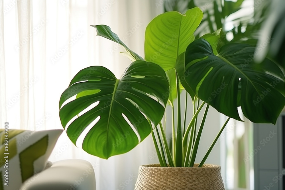 Zdjęcie Stock: monstera leaf's modern aesthetic and interior design ...