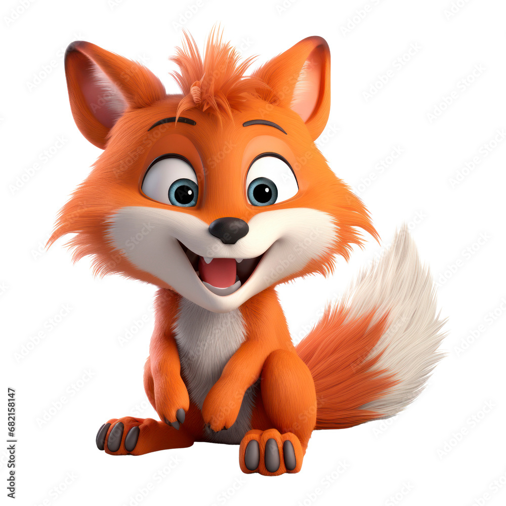 mischievous, fox-like creature with bright, cunning eyes and a bushy ...