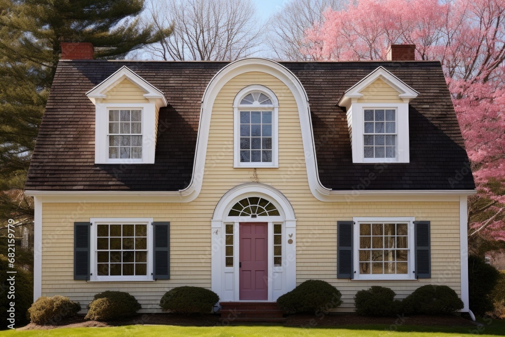 arched dormer windows on a colonial revival house with a gambrel roof ...