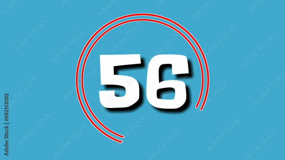 Countdown cartoon number 60 sixty to one 1 motion graphics animation on ...