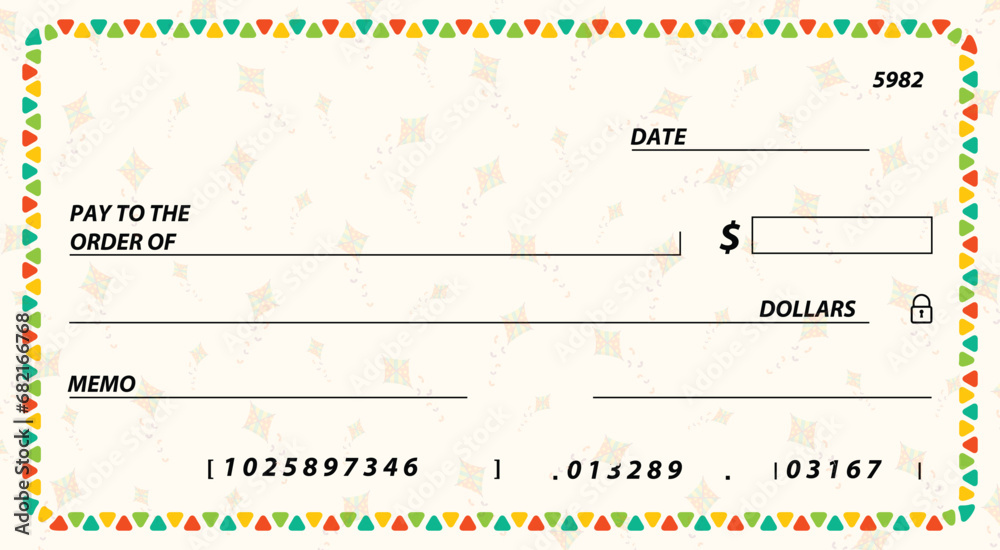blank cheque Templates for Kids, chequebooks for kids, colorful border ...