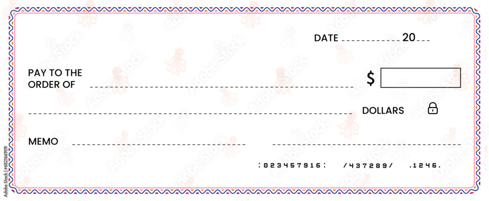 Vecteur Stock blank cheque Templates for Kids, chequebooks for kids ...