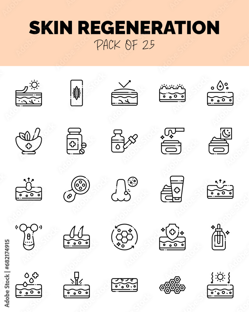 set of Skin Regeneration Lineal Cut icons for logo & web. Vector ... set of Skin Regeneration Lineal Cut icons for logo & web. Vector ...