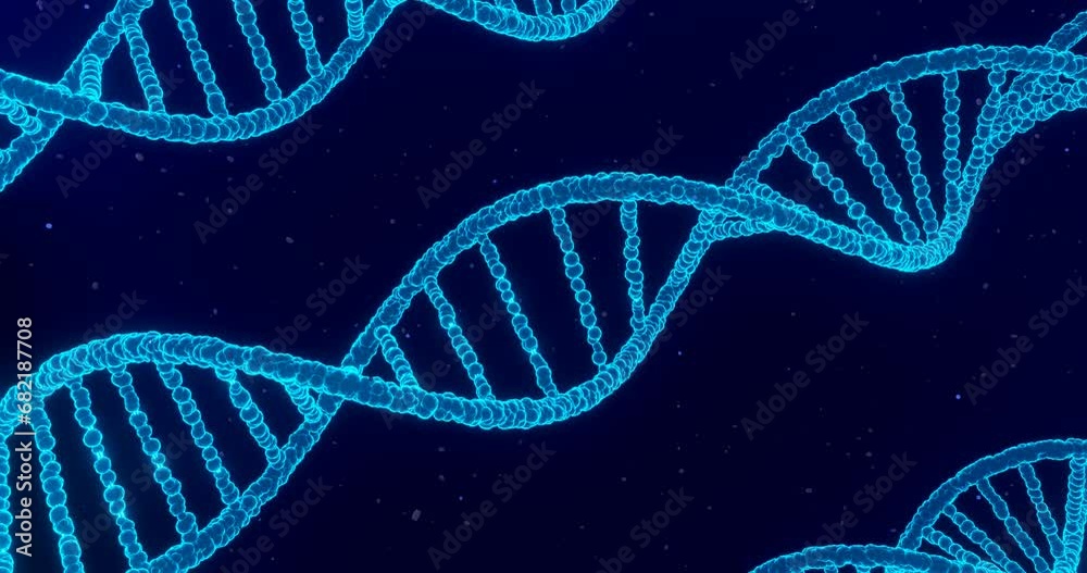 Abstract animated construction of a DNA molecule from particles ...