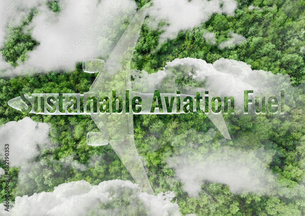 Sustainable aviation fuel concept. Net zero emissions flight ...