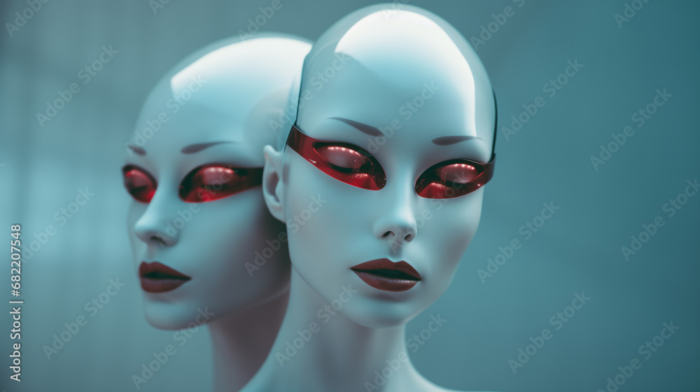 Newly augmented synthetic biomechatronic android robotic female twins ...