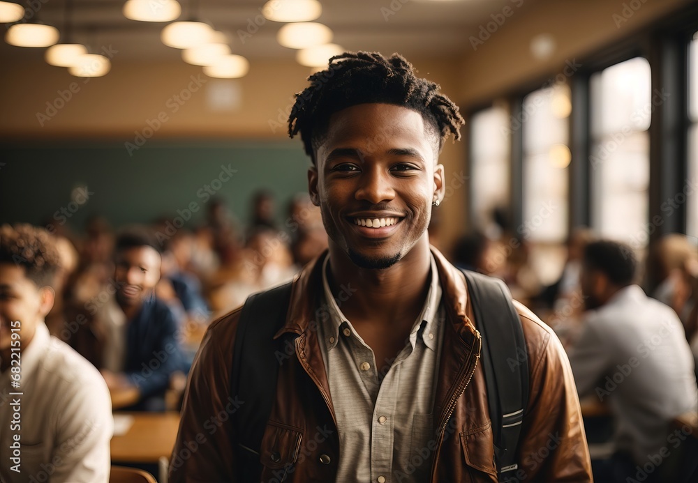 Handsome black men wearing school uniform, smile, education, school on ...