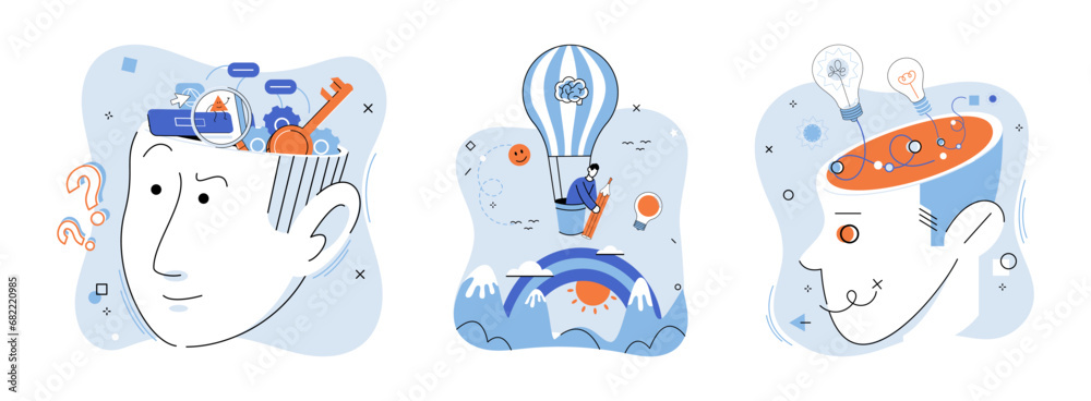 Positive thinking. Vector illustration. Surrounding yourself with ...