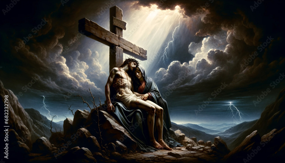 In the Shadow of the Cross: Mary's Agony Holding the Body of Christ at ...
