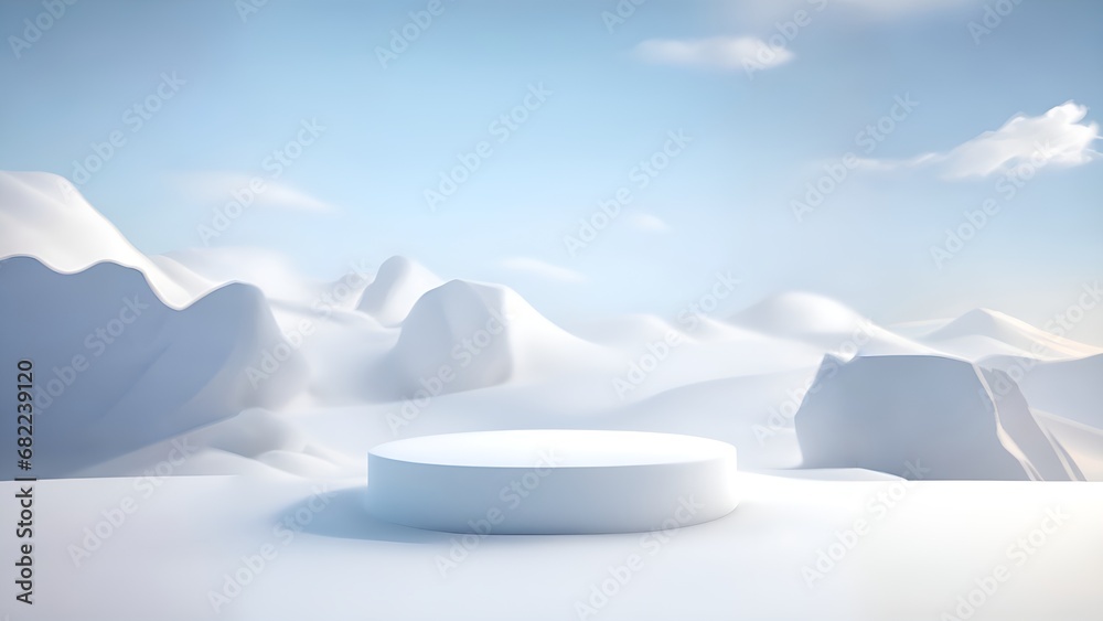christmas background with snow and trees, an ambient occlusion render ...