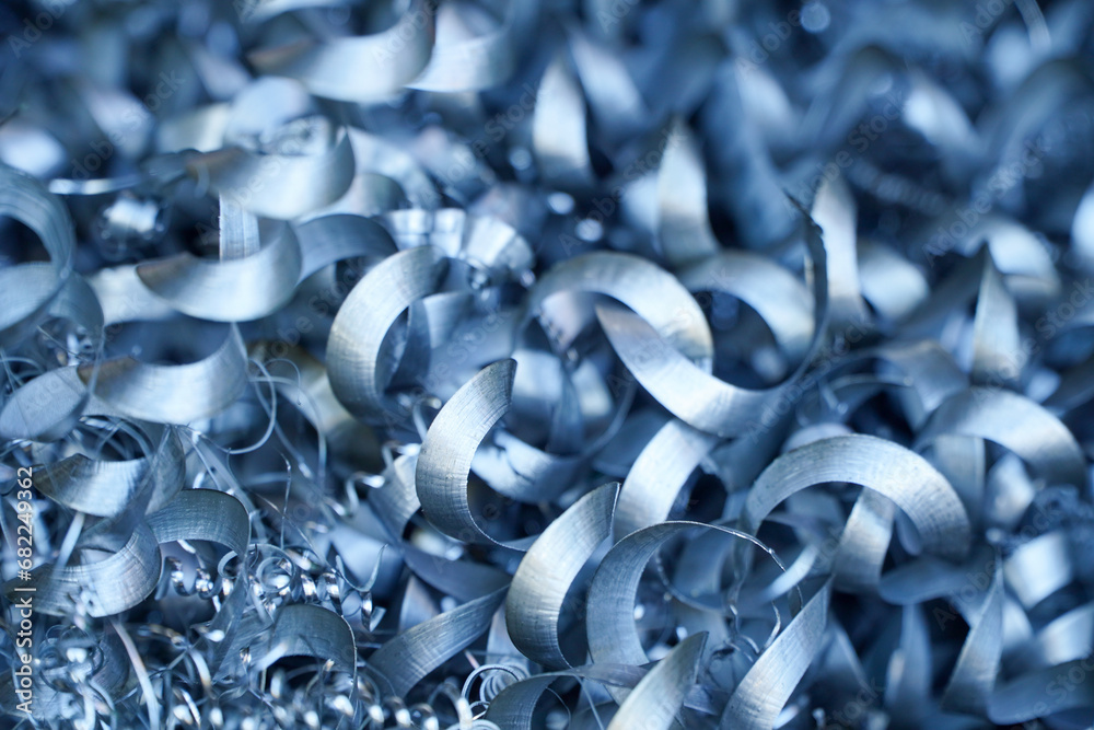 Steel scrap materials recycling. Aluminum chip waste after machining ...