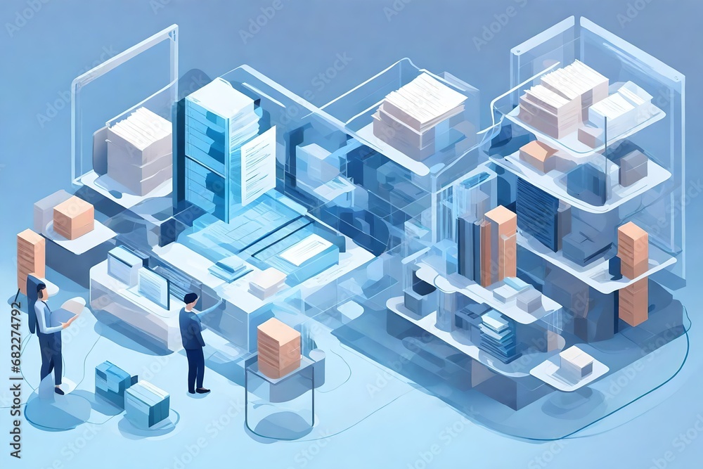 Virtual document repository with a 3D visualization of interconnected ...