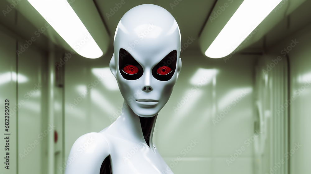 Intimidating alien android robot with militant firmware malfunction ...