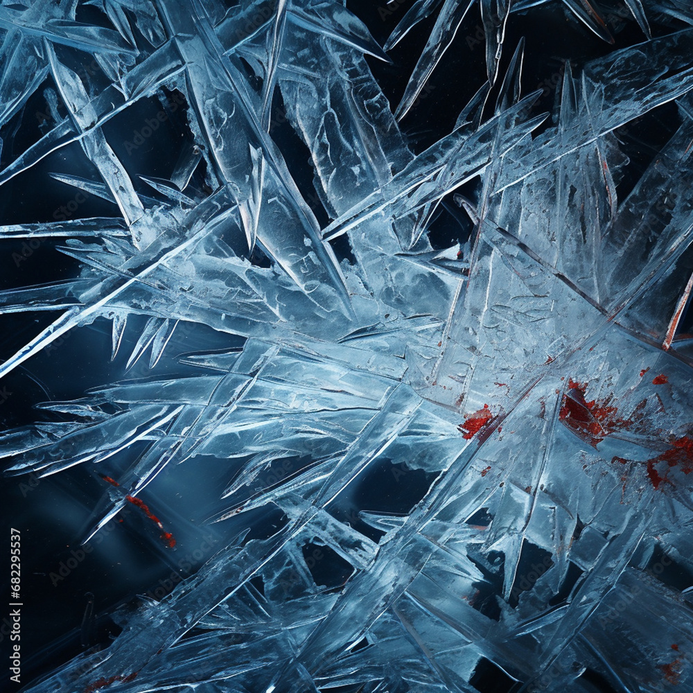 ice texture, thinny sharp frostbytes, dense interlaced needles of ice ...