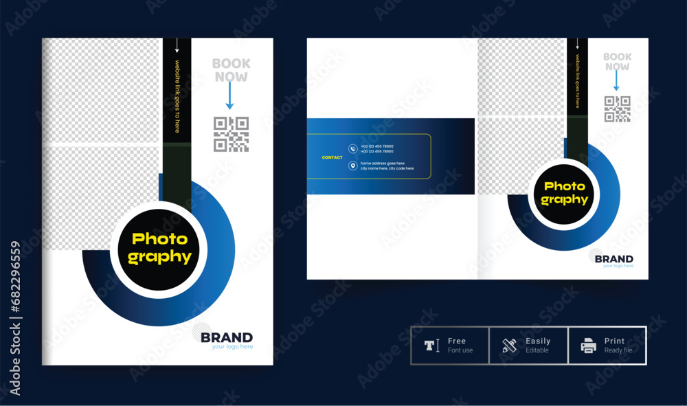 colorful photography brochure cover page design or annual report book ...