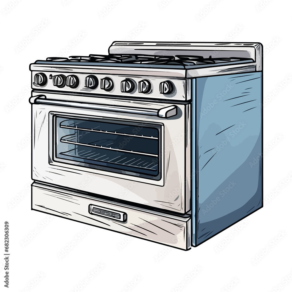 Stove in cartoon style on transparent background, Stove sticker design ...