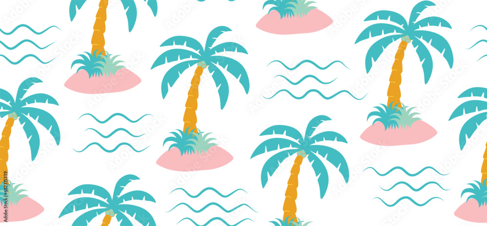 Seamless Palm Tropical Tree pattern. cute colorful palm tree. Stock ...