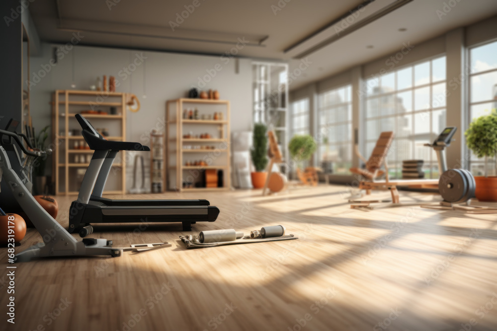 An office gym and wellness area, encouraging employees to prioritize ...