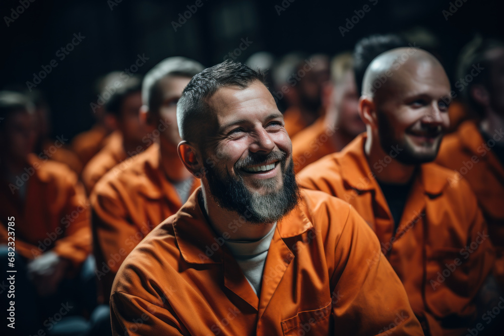 Inmates participating in a theater workshop, rehearsing for a prison ...