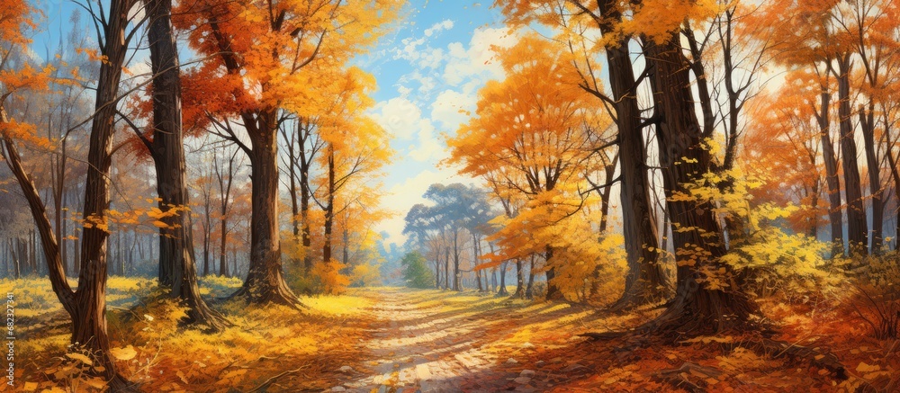 Stockfoto As autumn arrives, the bright blue sky peeks through the ...