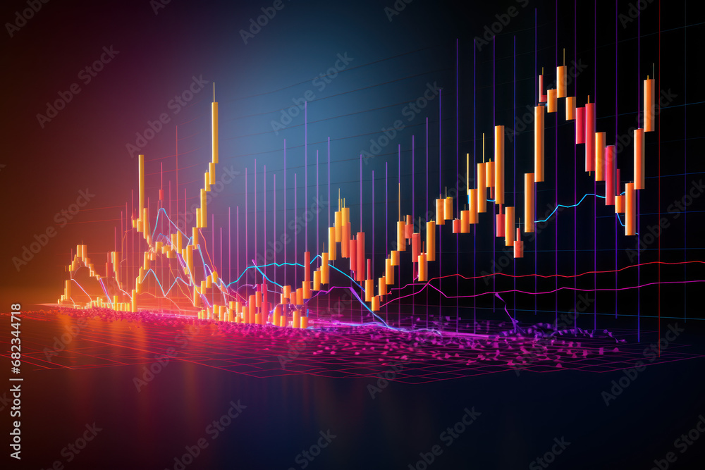 graphique de marché boursier, schéma de chandelier avec courbe de ...