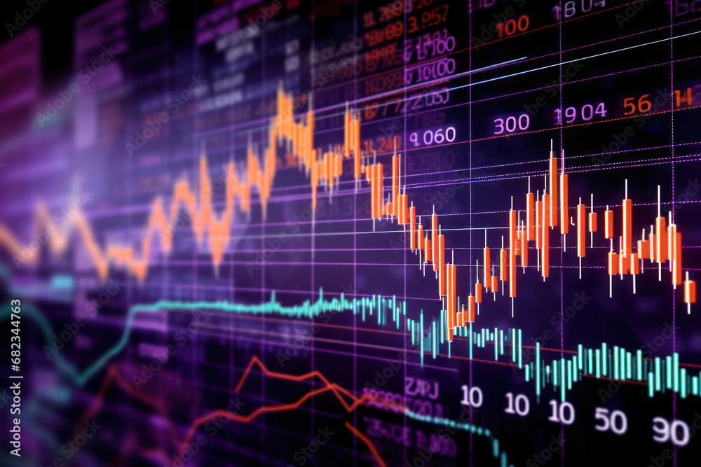 graphique de marché boursier, schéma de chandelier avec courbe de ...