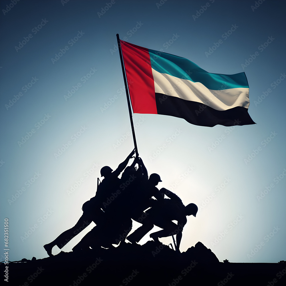 UAE flag flying. UAE National Day illustration. AI Art Generated. Stock ...