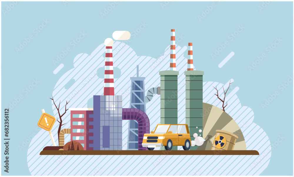 Industrial pollution. Dirty waste. Environmental pollution. Vector ...