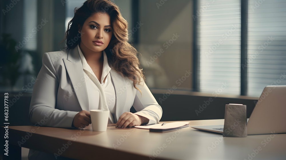 Plus size business woman model in a suit, office, Generative AI Stock ...