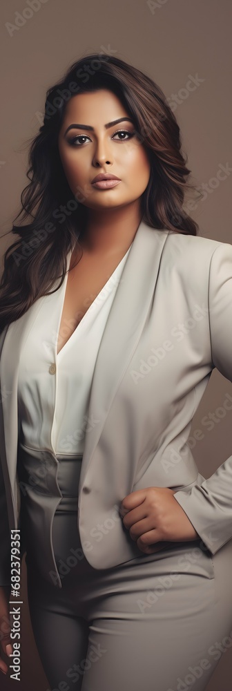 Plus size beautiful business woman model in a suit, in office Stock ...