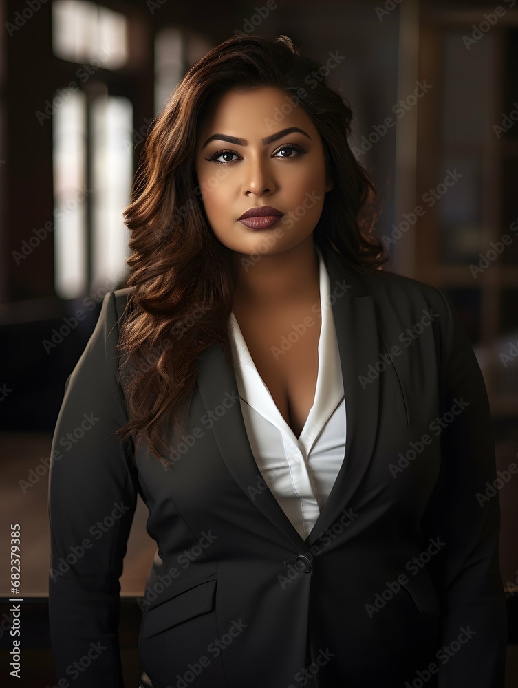 Plus size beautiful business woman model in a suit, in office Stock ...
