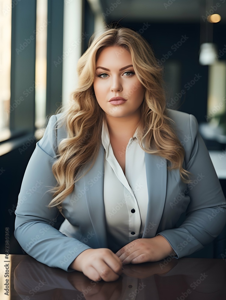 Plus size business woman model in a suit, office, Generative AI Stock ...