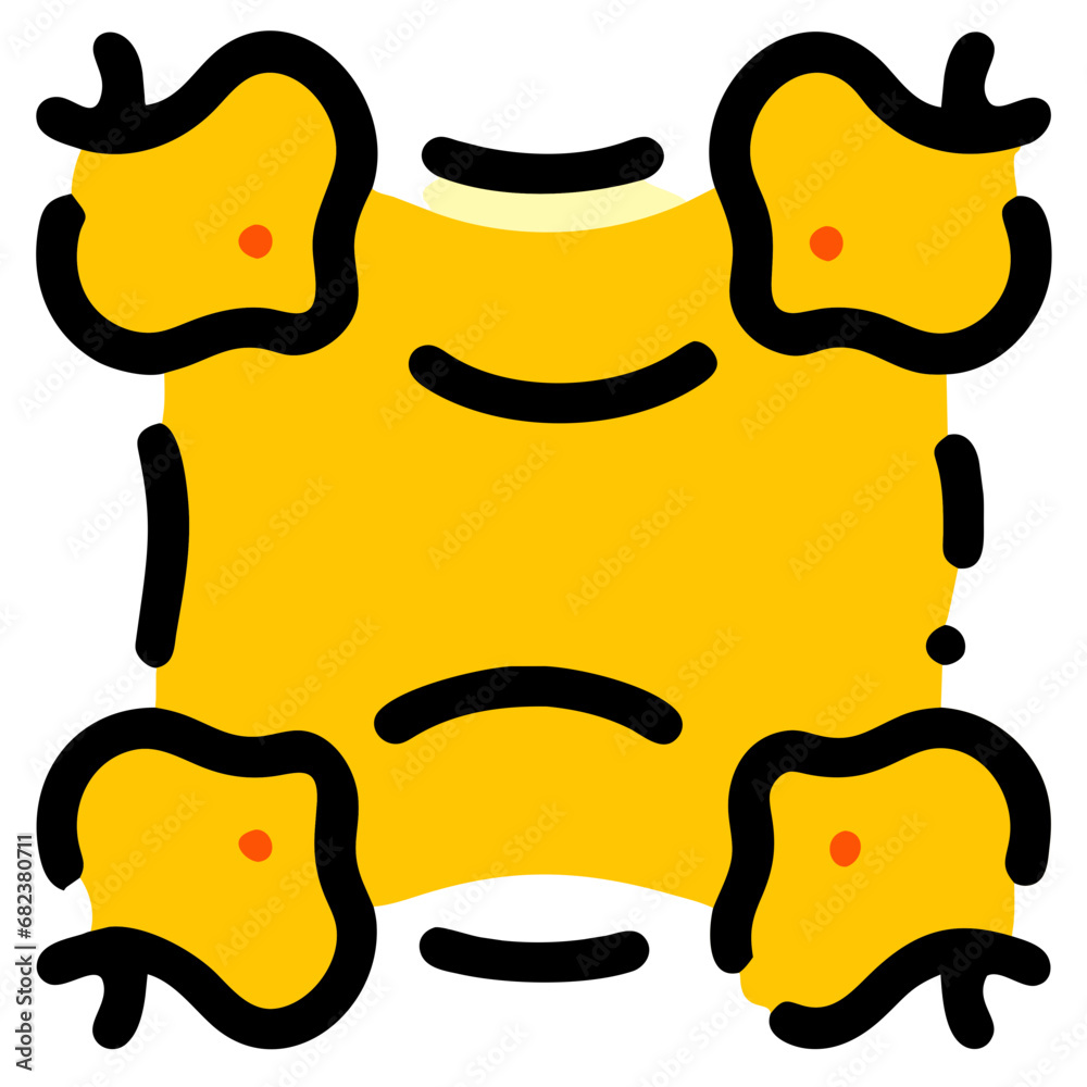 Cartoon illustration of a frame with a pattern in yellow colors ...