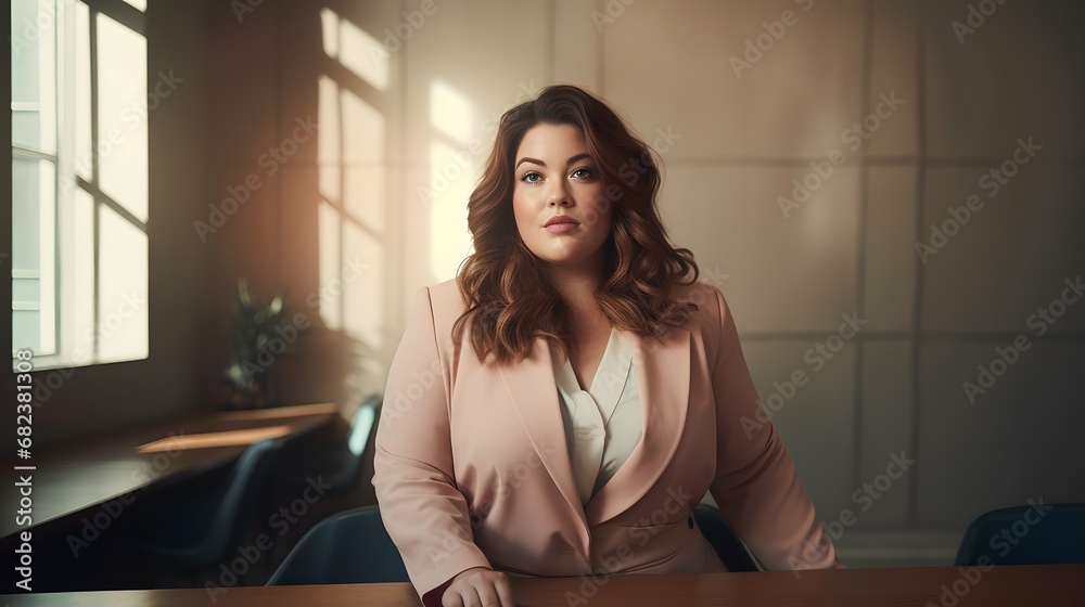 Plus size business woman model in a suit, office, Generative AI Stock ...