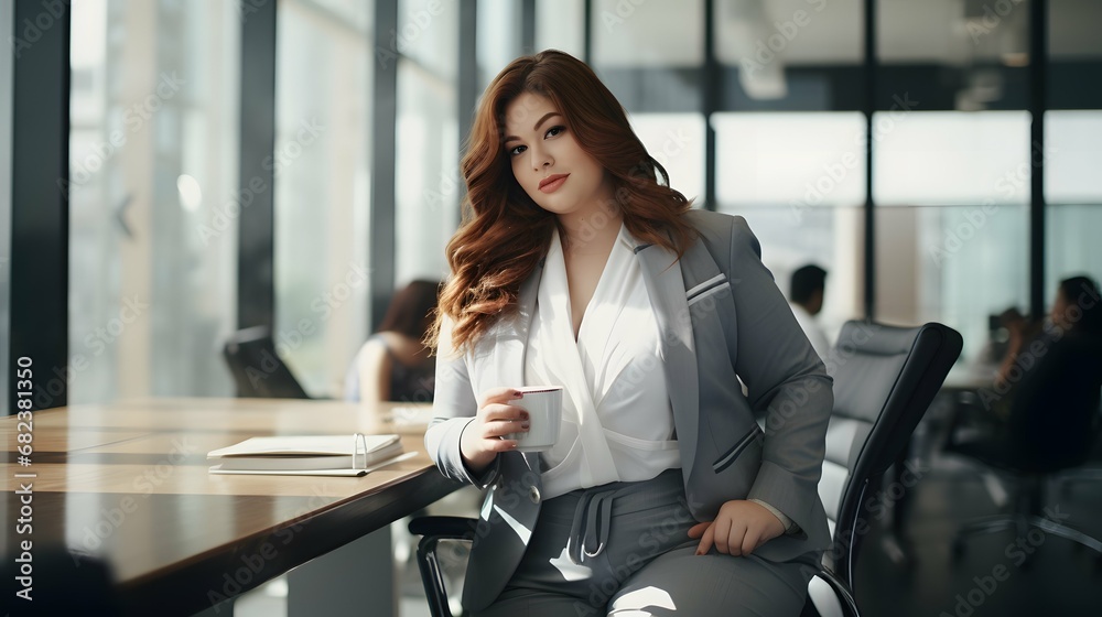 Plus size business woman model in a suit, office, Generative AI Stock ...