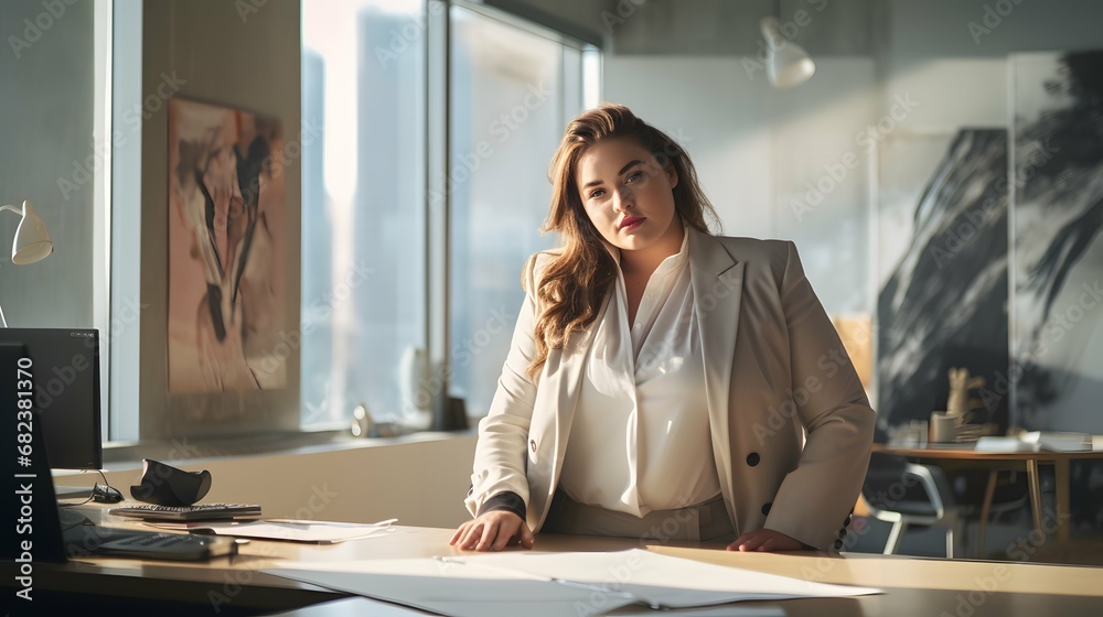 Plus size business woman model in a suit, office, Generative AI Stock ...