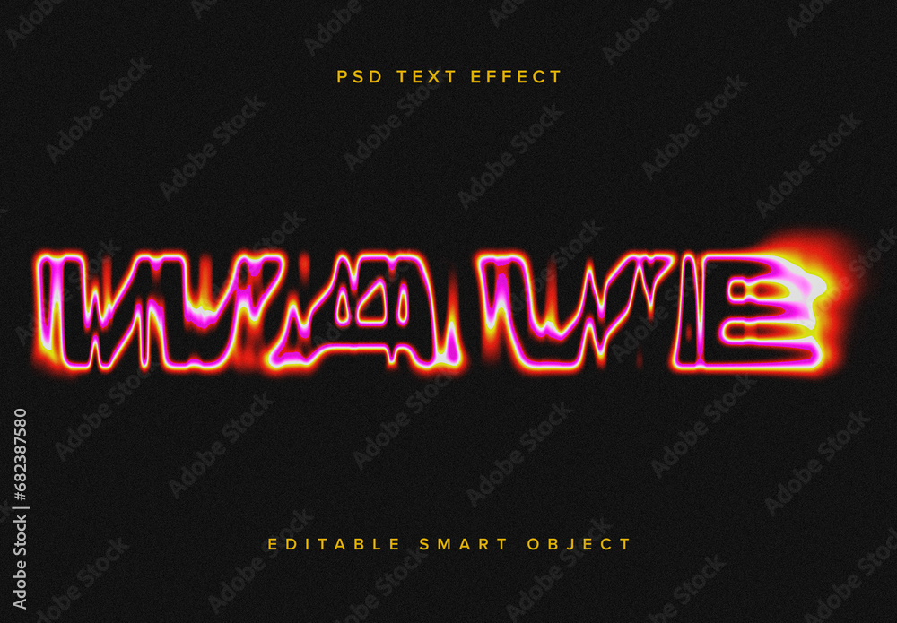 Distorted Outline Text Effect Mockup Stock Template | Adobe Stock