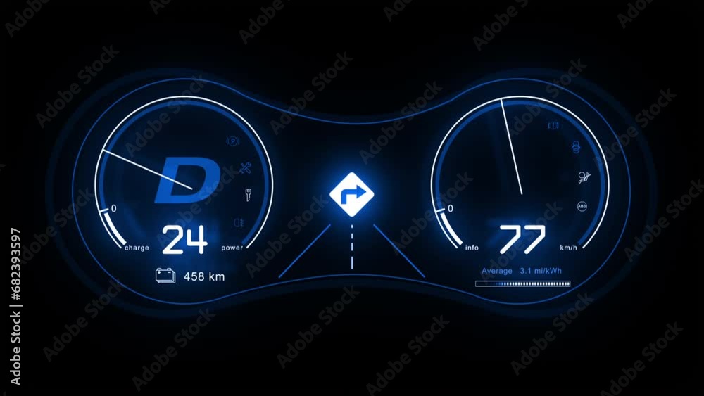 Car dashboard panel concept. Modern digital LCD instrument cluster ...