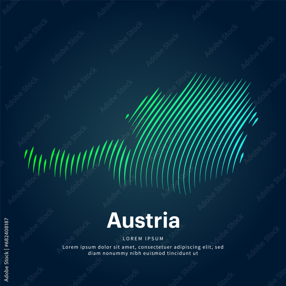 simple logo map of Austria Illustration in a linear style. Abstract ...