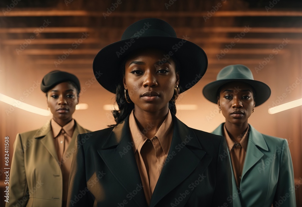 Black women wearing fashion future hat and coat Stock Photo | Adobe Stock