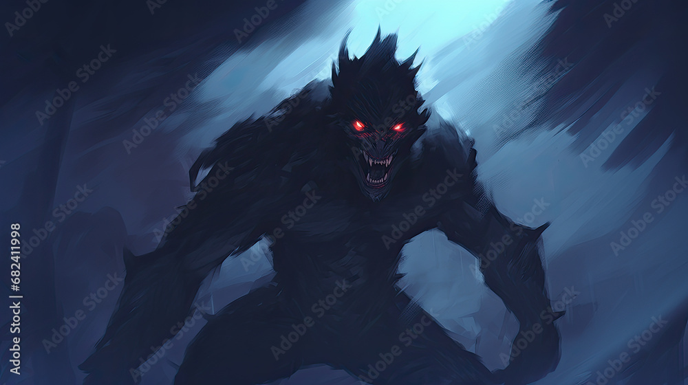 grim dark fantasy horror monster werewolf rpg - by generative ai Stock ...
