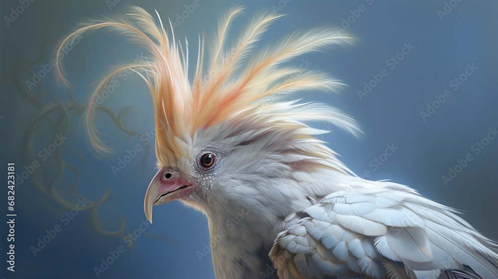 an image of a Cockatiel with intricate feather patterns in soft pastel ...